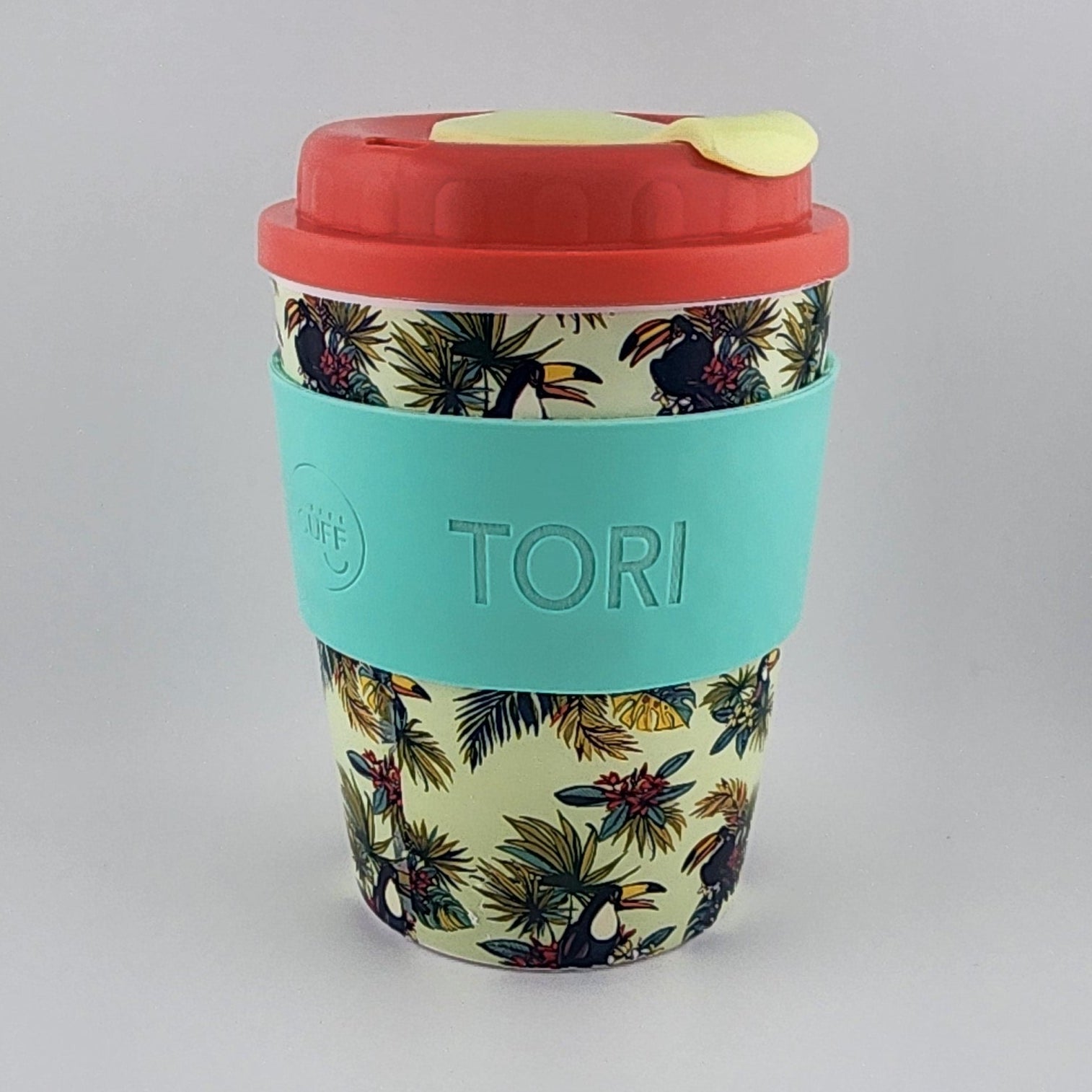 12oz Toucan Coffee Cup & Small Mint Cuff | Coffee Cuff